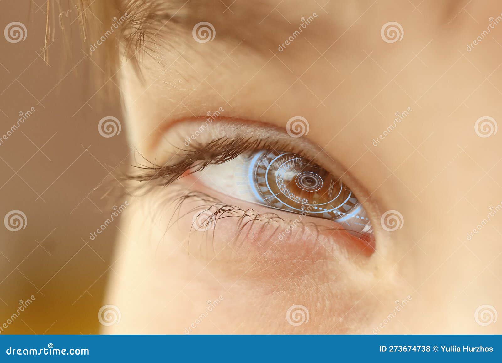 Close-up of a Male Eye with Visual Effects. the Concept of a Sensor ...