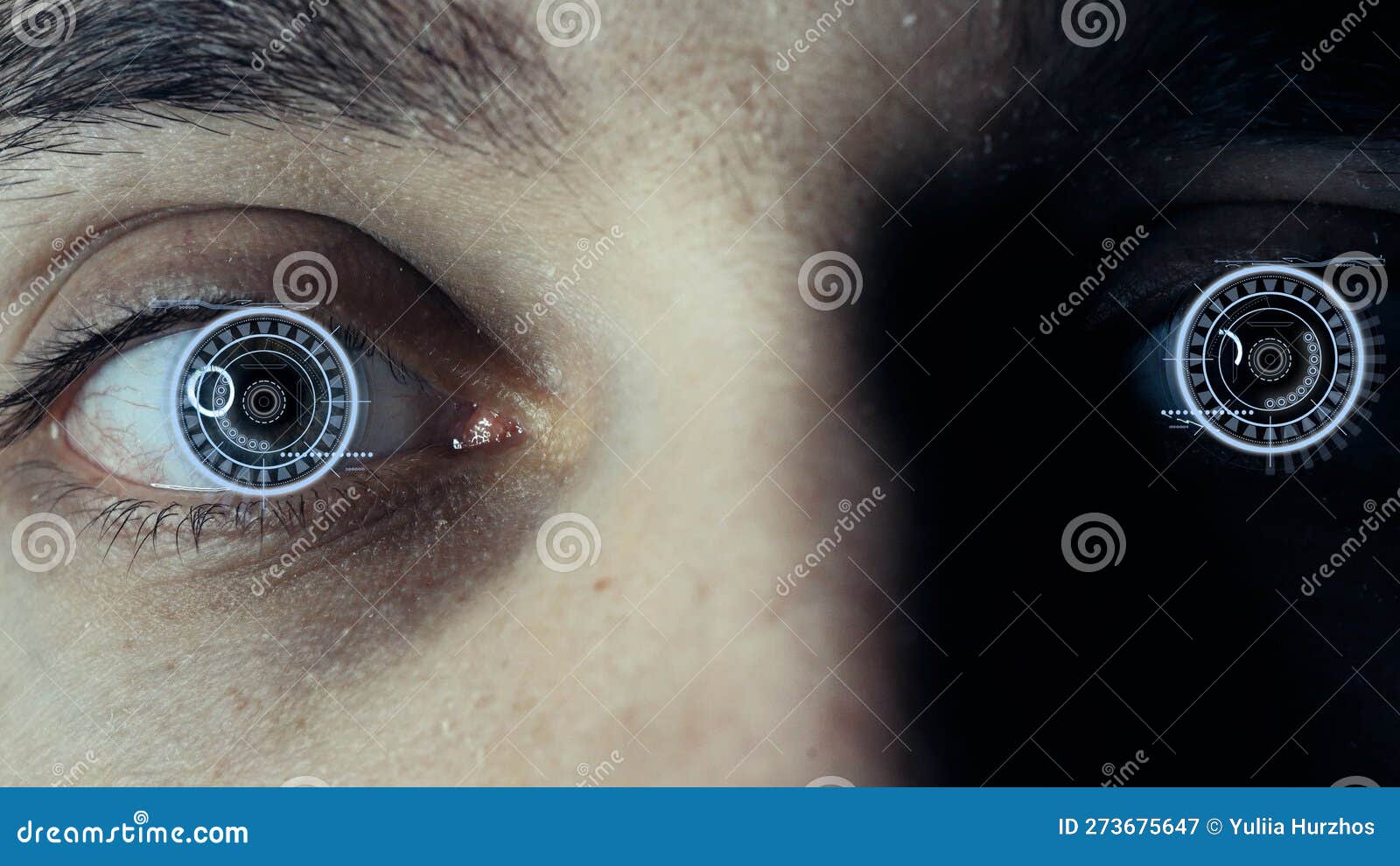Close-up of a Male Eye with Visual Effects. the Concept of a Sensor ...