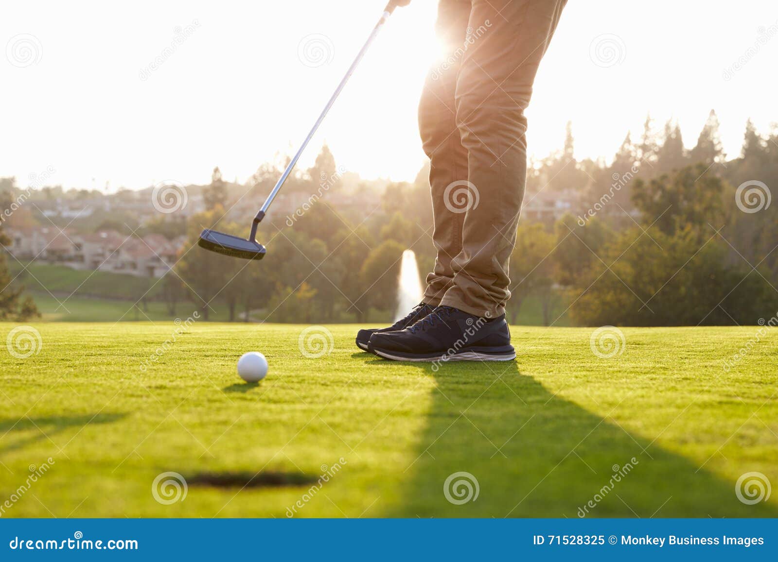Close Up of Male Golfer Putting on Green Stock Image - Image of people ...