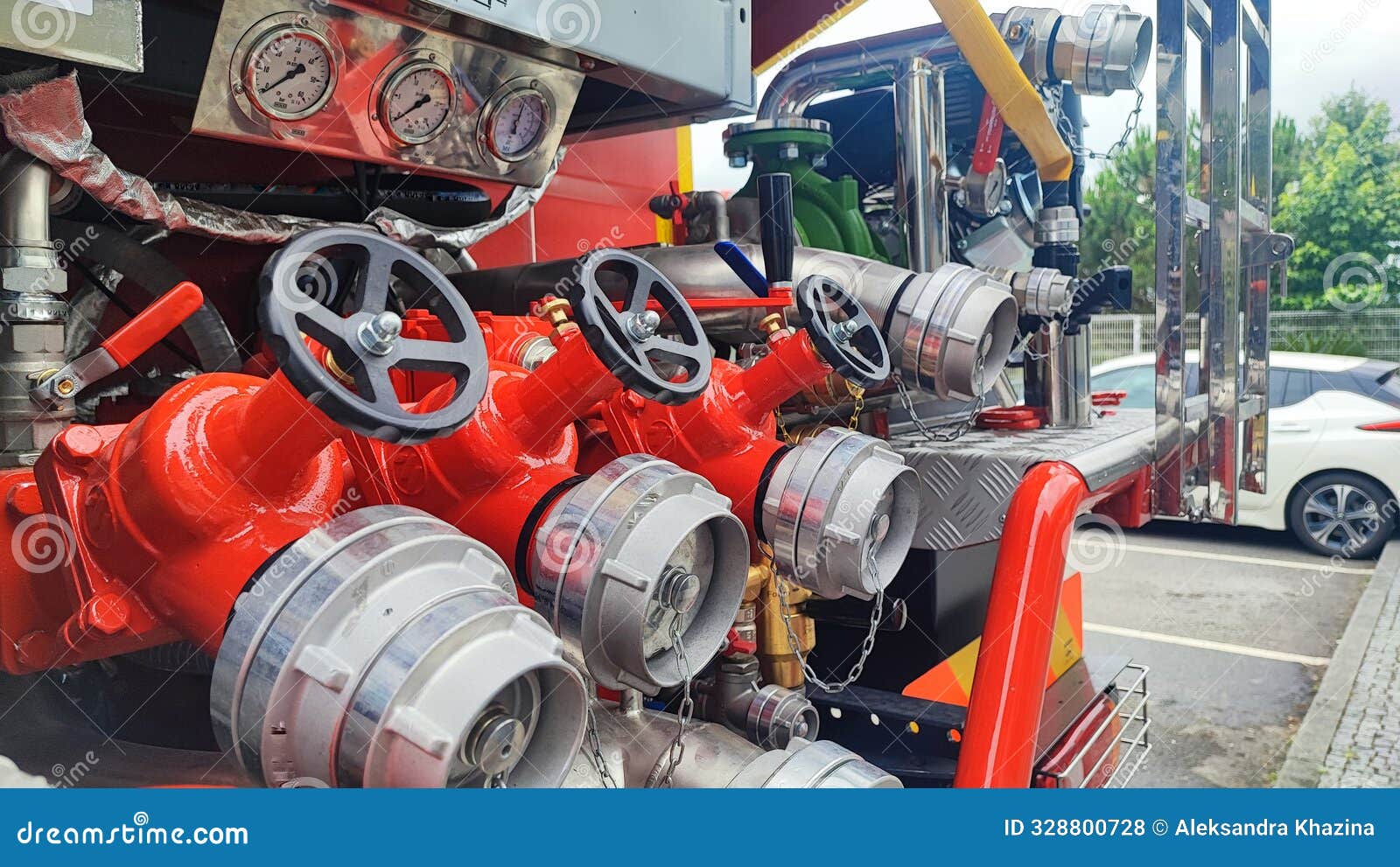 Close Up of Male Hand on Control Valve in Fire Engine Stock Photo ...