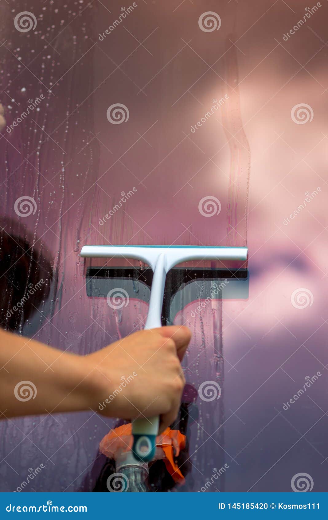 Male Hand - Glass Cleaning Tool Stock Photo - Image of home, detergent ...
