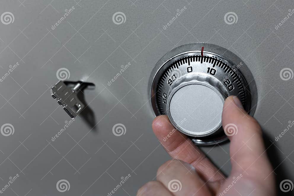 Close-up of Male Hand, Introduces Combination Security Code of Safe ...