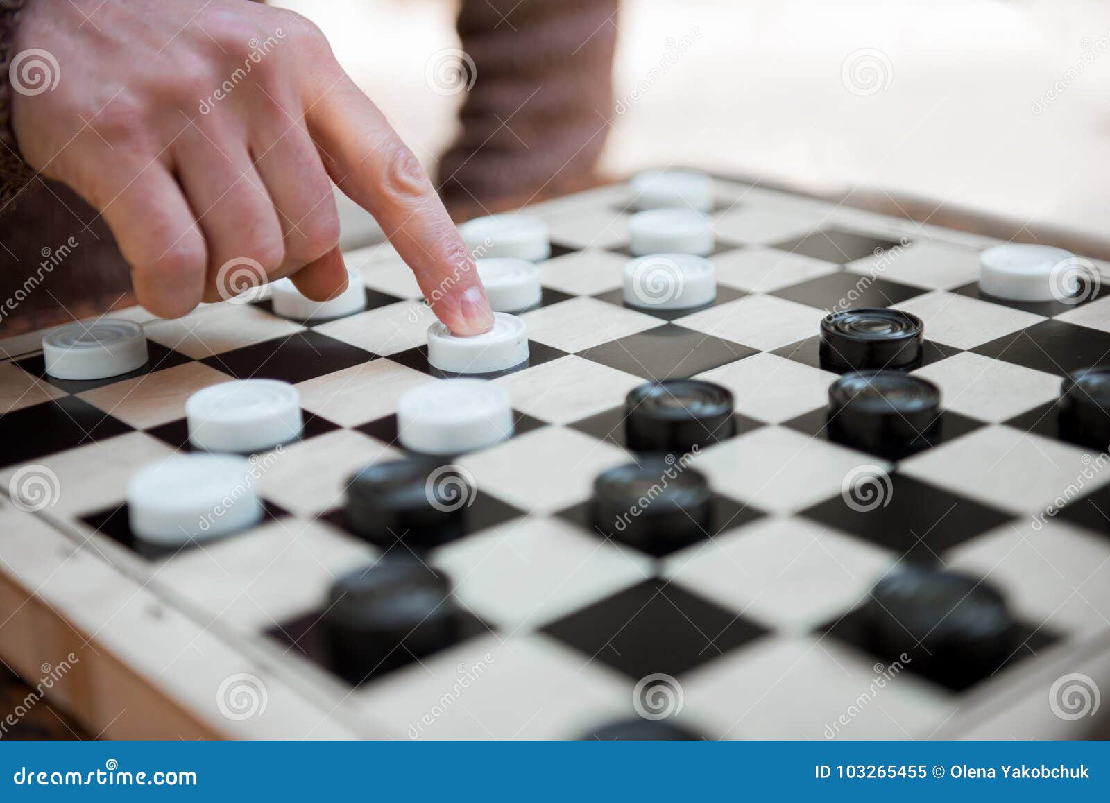 Arm of Man Pushing Chequer on Board Stock Image - Image of board ...
