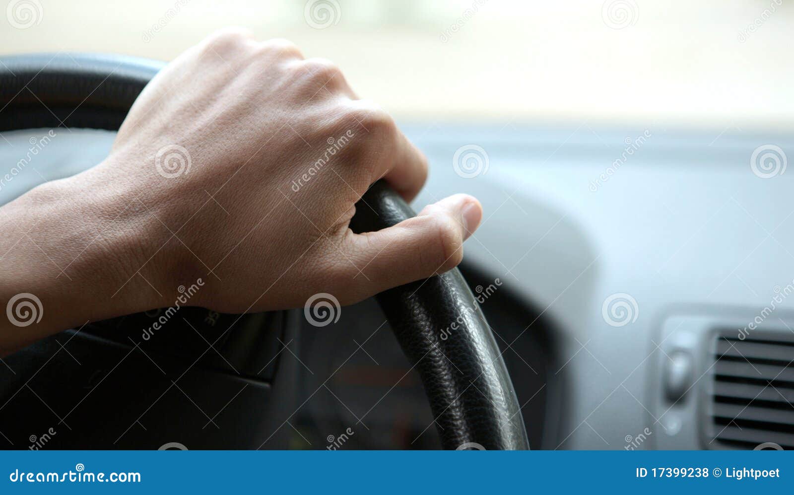 Close-up of a Male Hand on Steering Wheel Stock Photo - Image of dash ...
