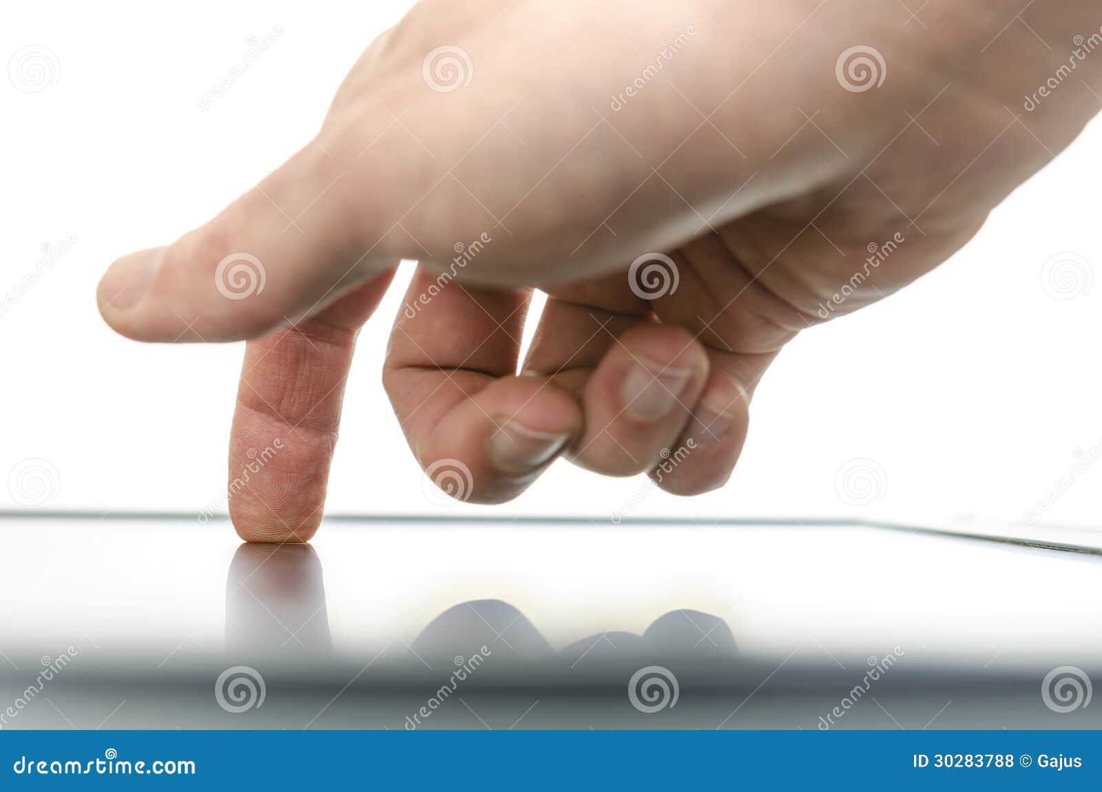 Close Up of Male Hand Using a Touch Screen Device Stock Photo - Image ...
