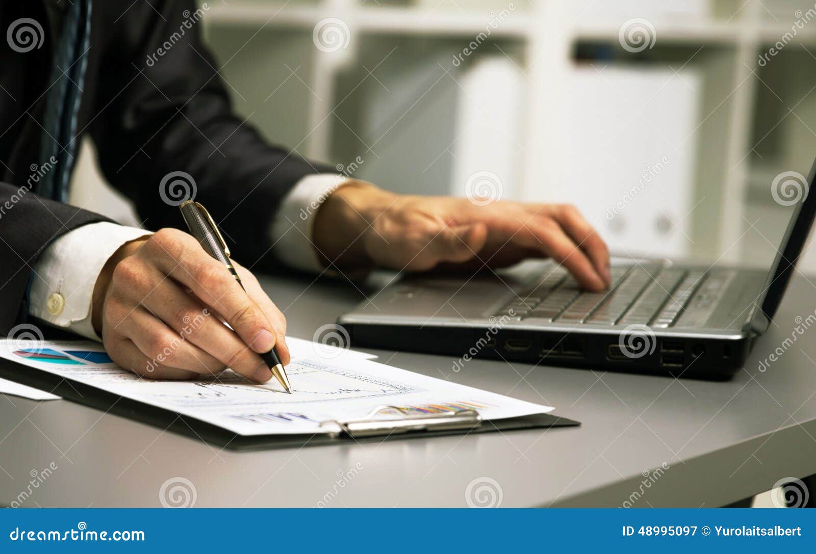 Close Up of Male Hands Doing Paperwork Stock Image - Image of closeup ...