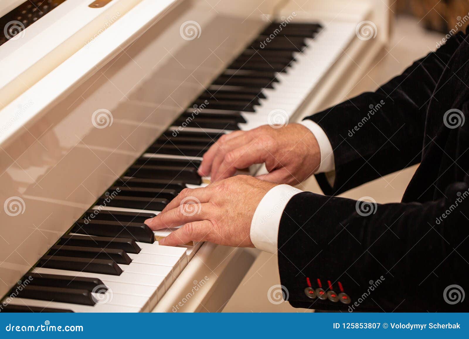 Close Up of Male Hands Playing Piano. Horizontal Shape Stock Image ...