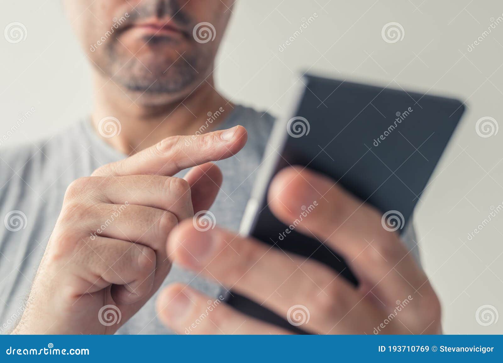 Close Up of Male Hands Typing Text Message on Smartphone Stock Image ...