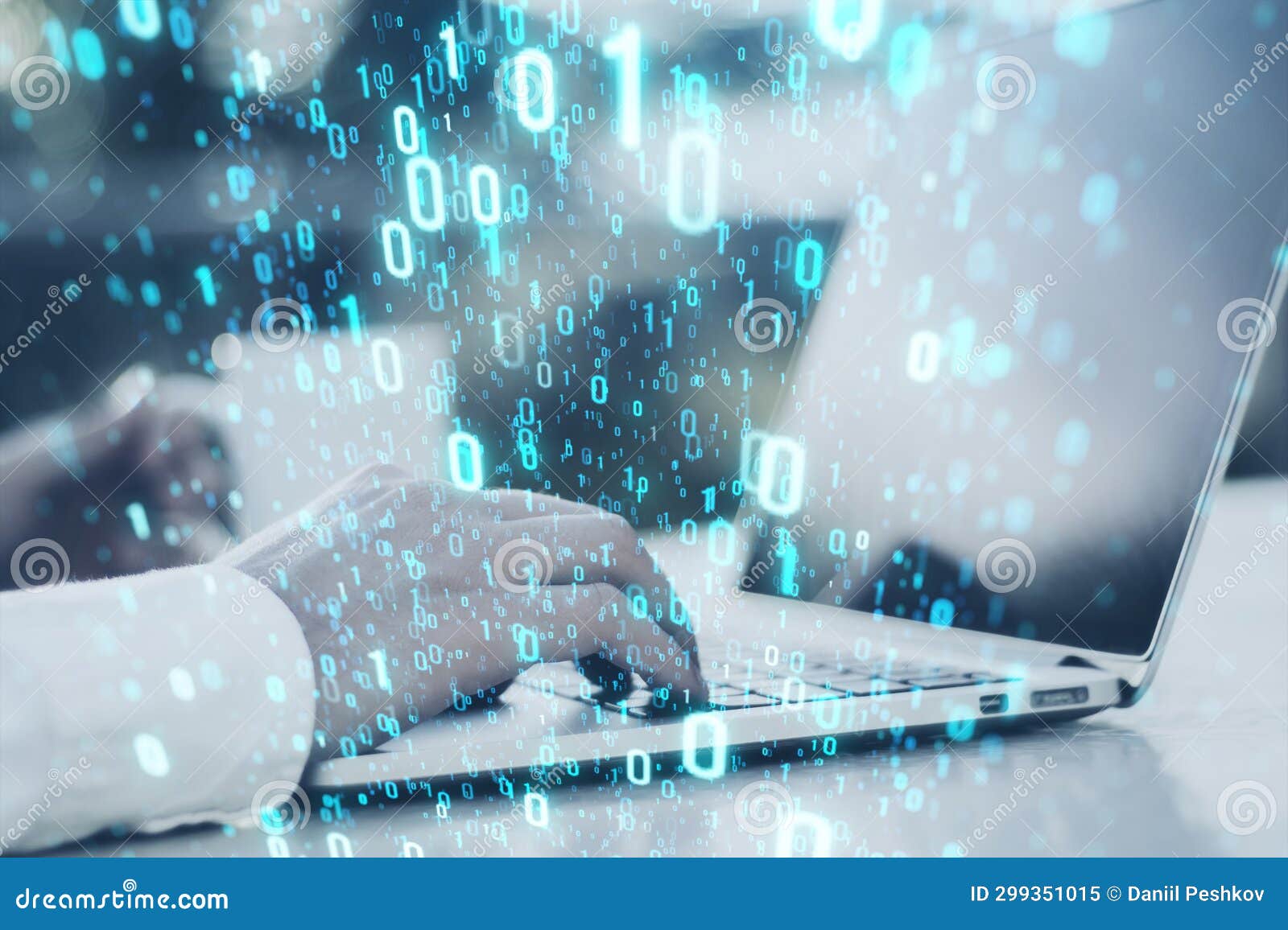 Close Up of Male Hands Using Laptop at Desk with Coffee Cup and ...