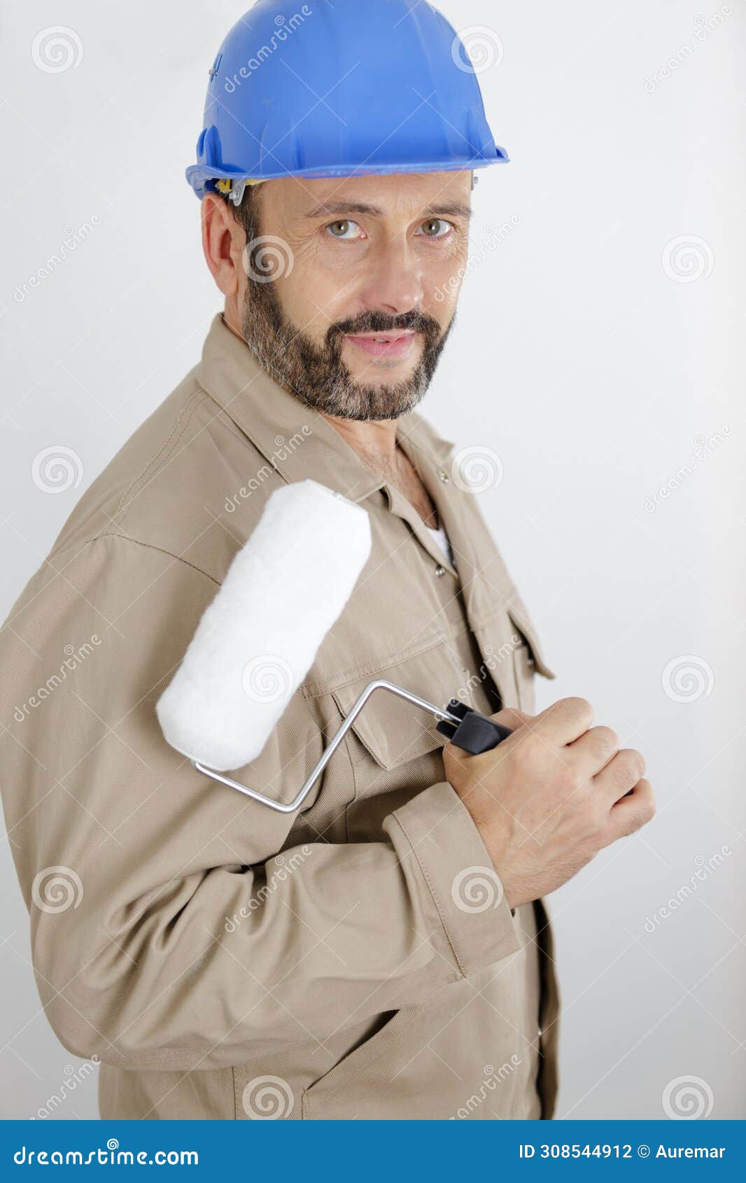Close Up Male Painter with Roll Stock Photo - Image of redecorate, male ...