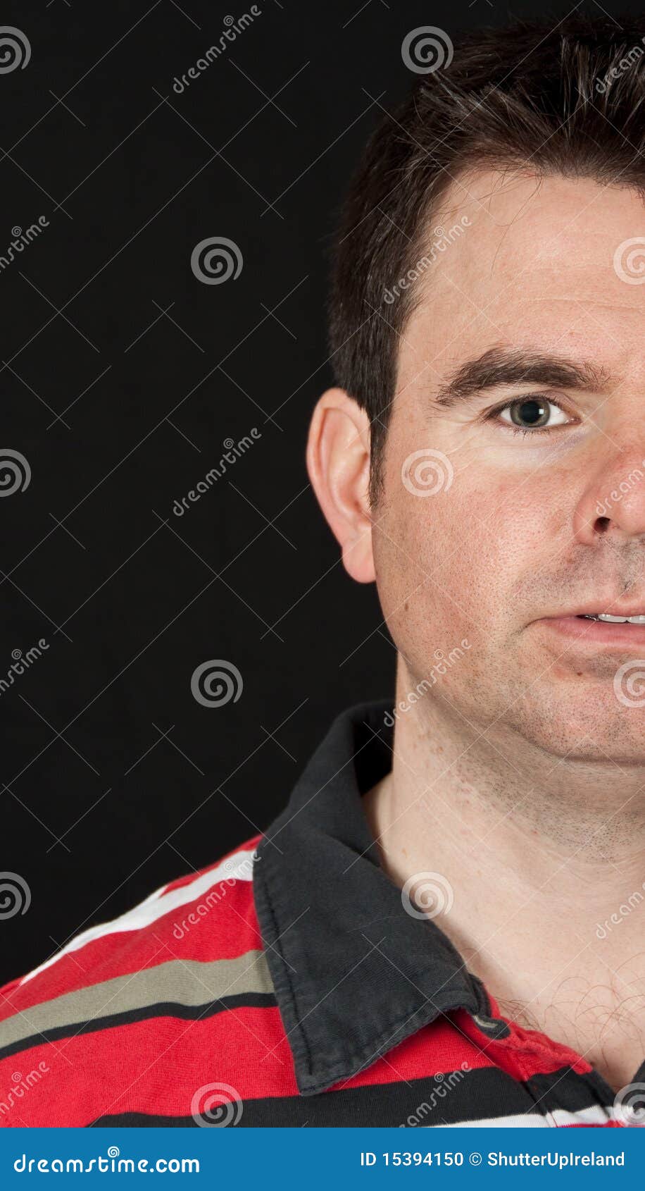 Close Up of Male Portrait on Black Backdrop Stock Photo - Image of ...