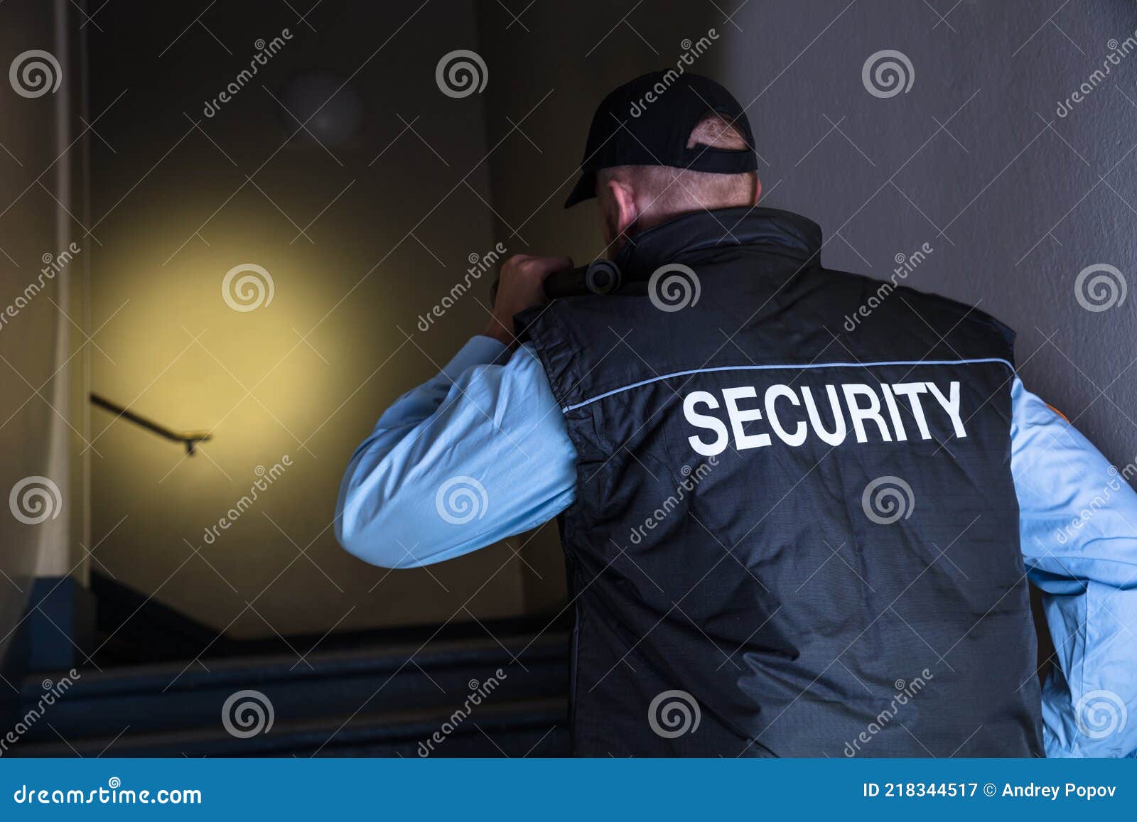 Close-up of Male Security Officer Stock Image - Image of guard, glowing ...