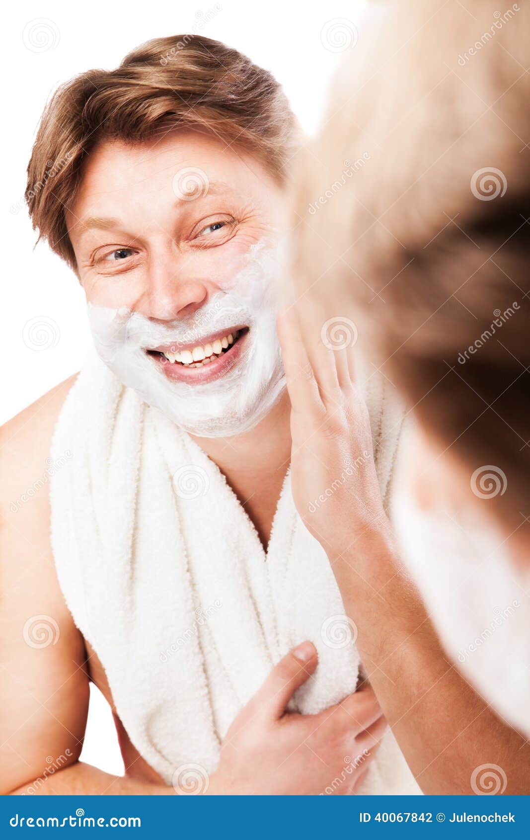 Close Up of Male Shaving Isolated Over White Stock Photo - Image of ...