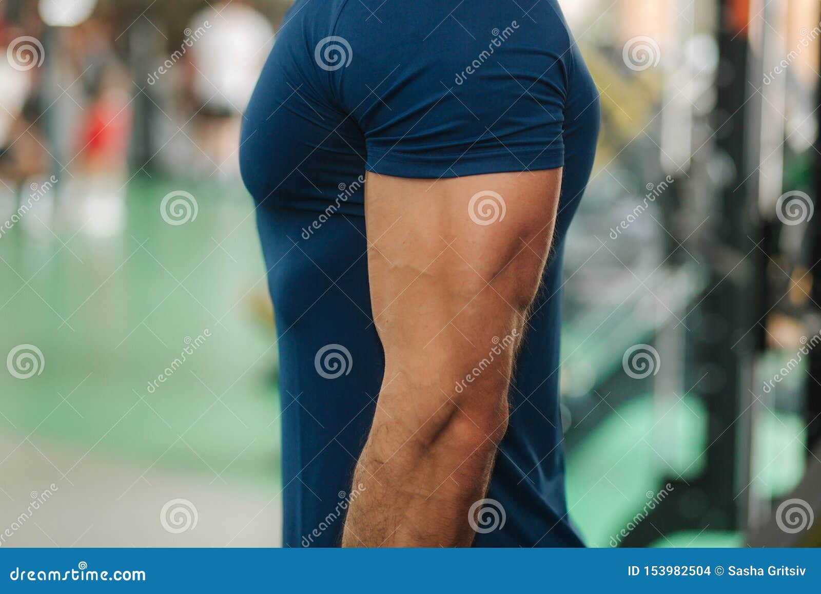 Close Up of Male Triceps in the Gym until Training Stock Photo - Image ...