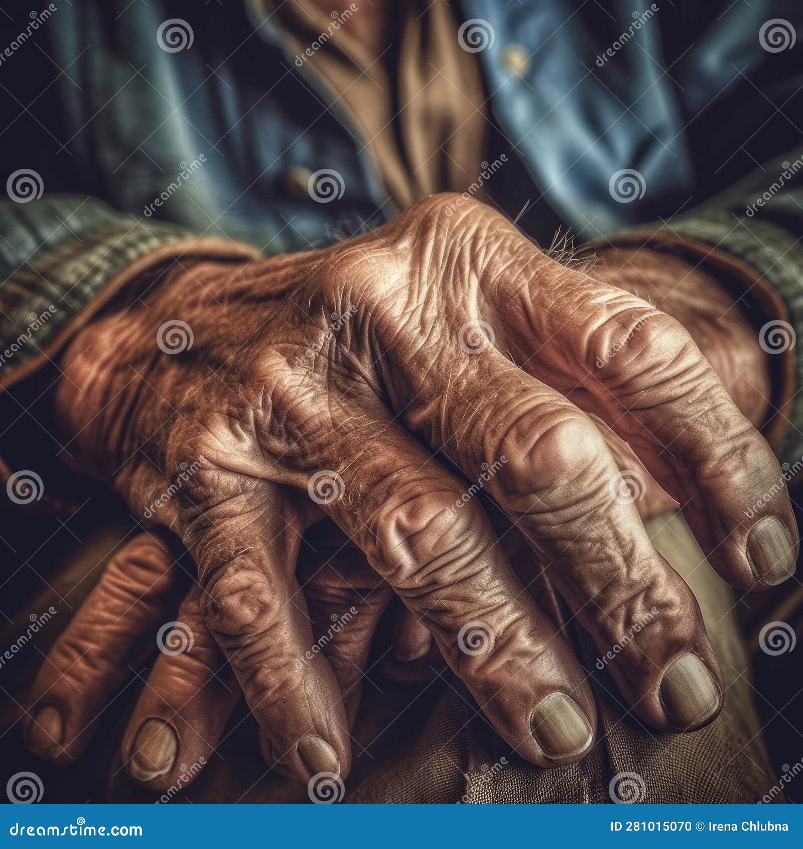 Wrinkled Hands Of An Old Man Holding A Small Wooden Cross - Generative ...