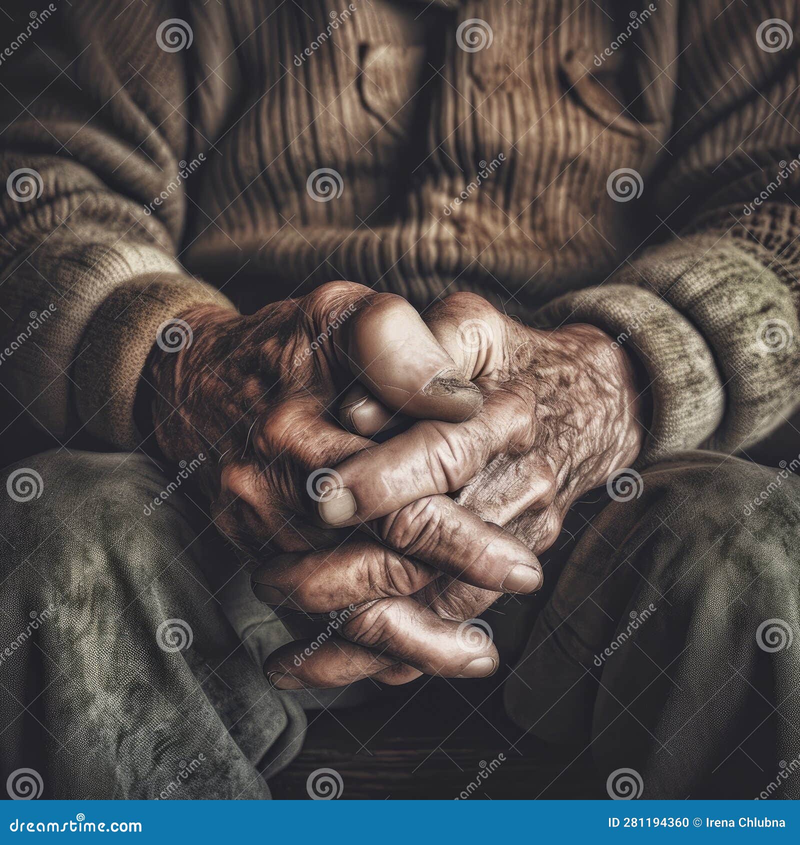Close Up of Male Wrinkled Hands. Generative AI Stock Illustration ...