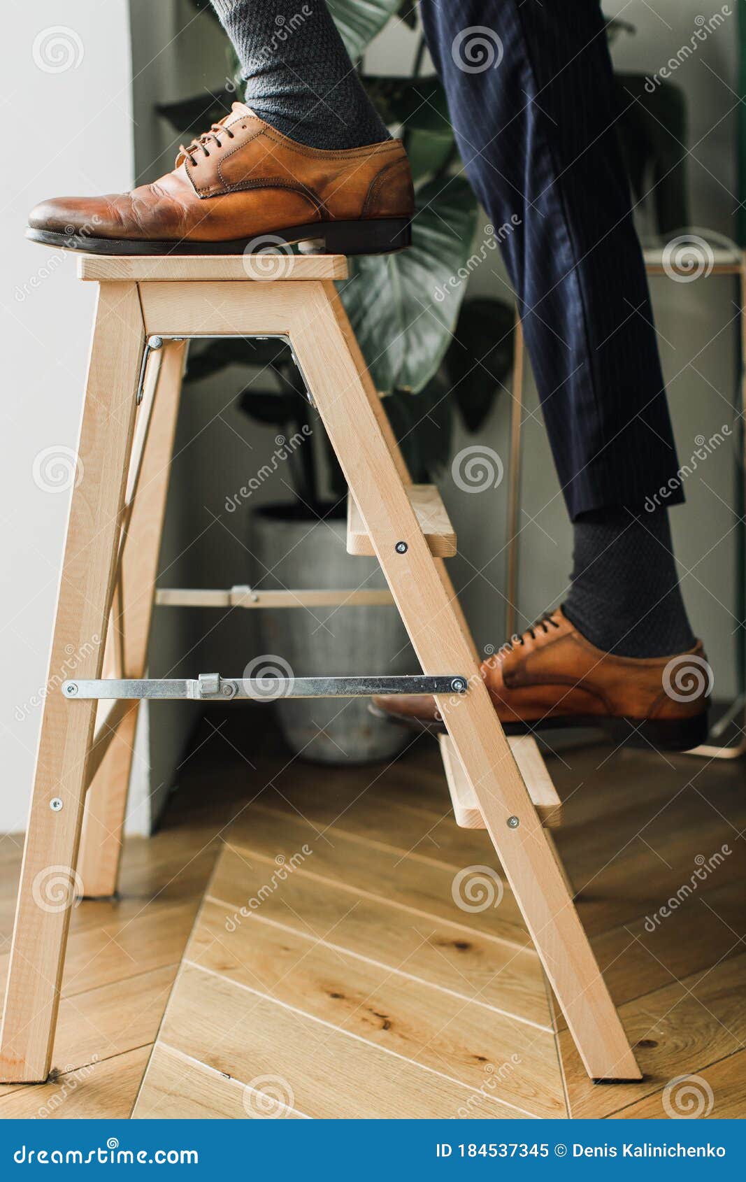 Close-up Man in Brown Boots Climbs the Stairs Stock Image - Image of ...
