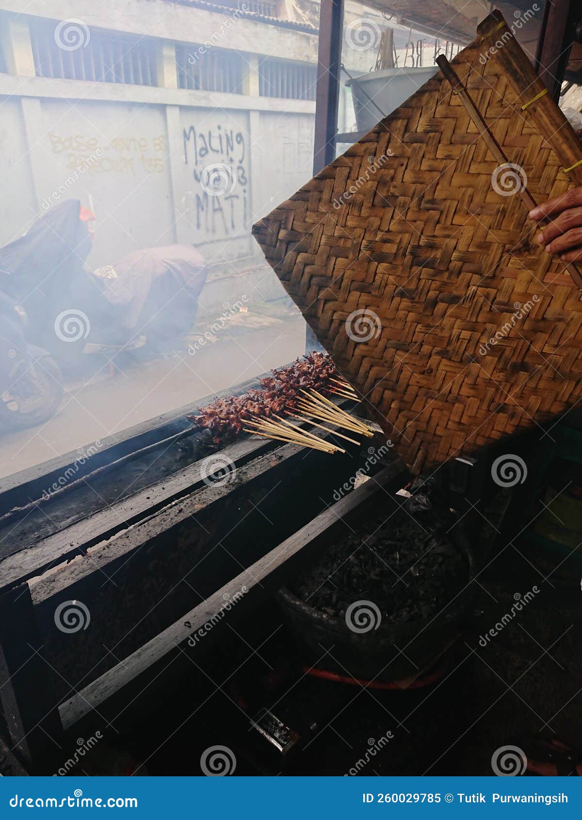 Close Up Man Burning Chicken Satay or Sate Editorial Image - Image of ...