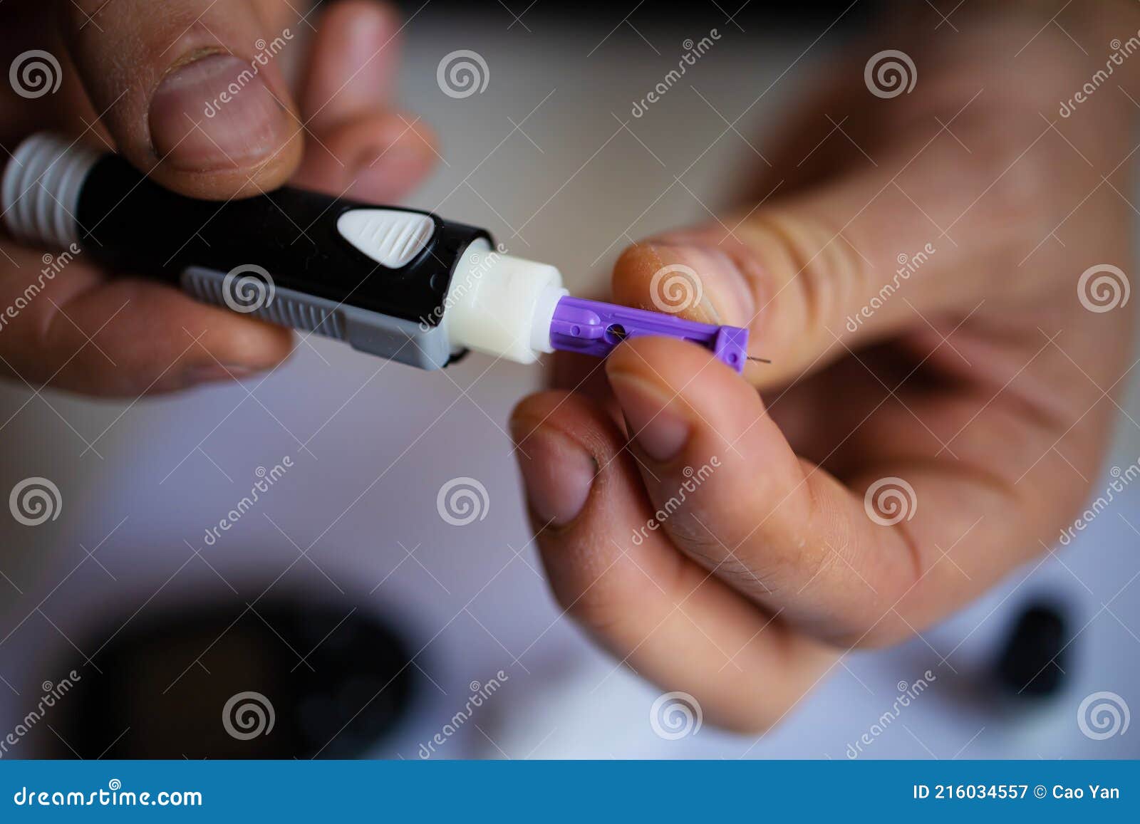 Man Make Blood Sugar Diabetes Test with Tester Stock Image - Image of ...