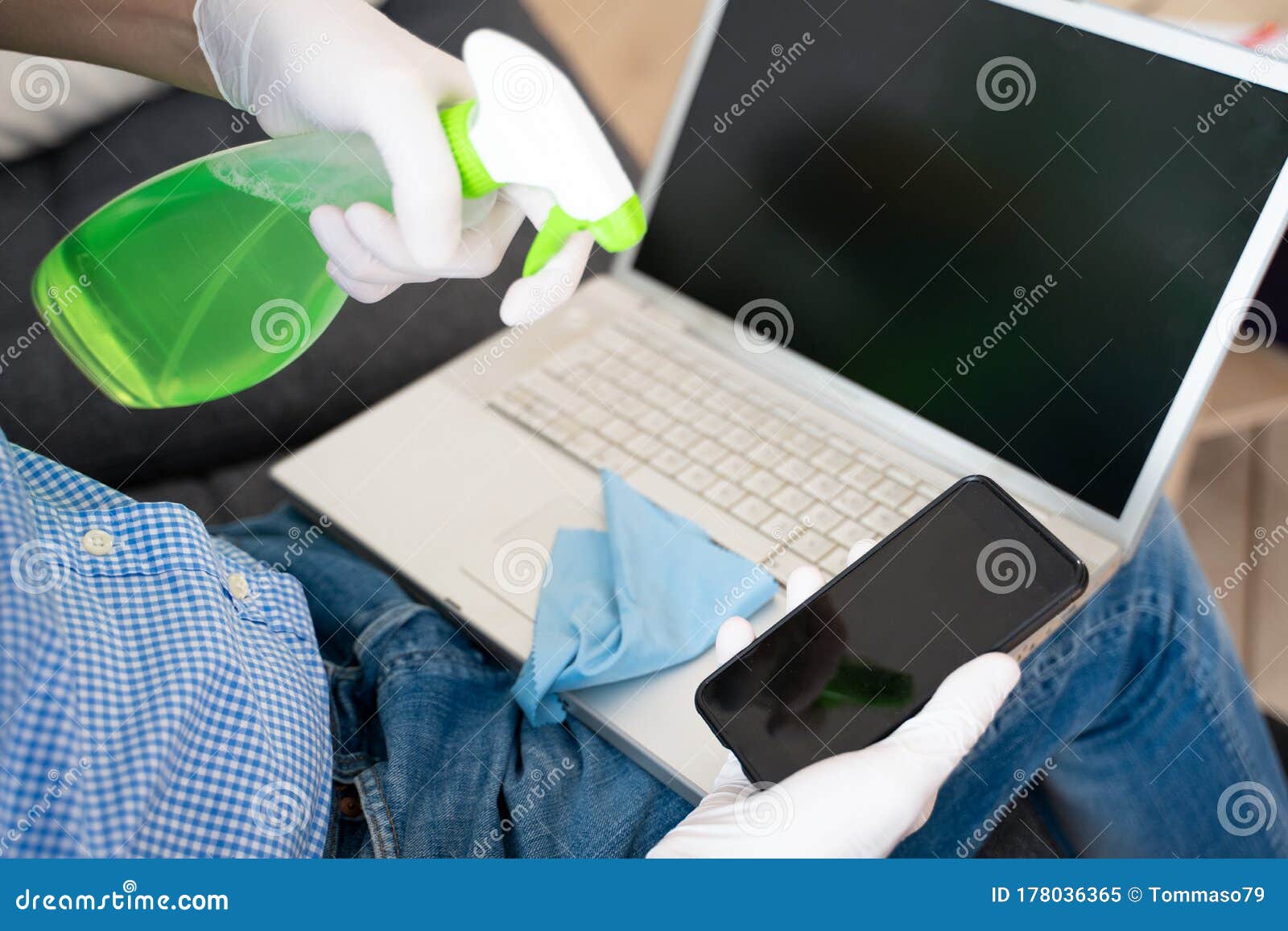 Cleaning Dirty Technology Device at Work Place Stock Image - Image of ...