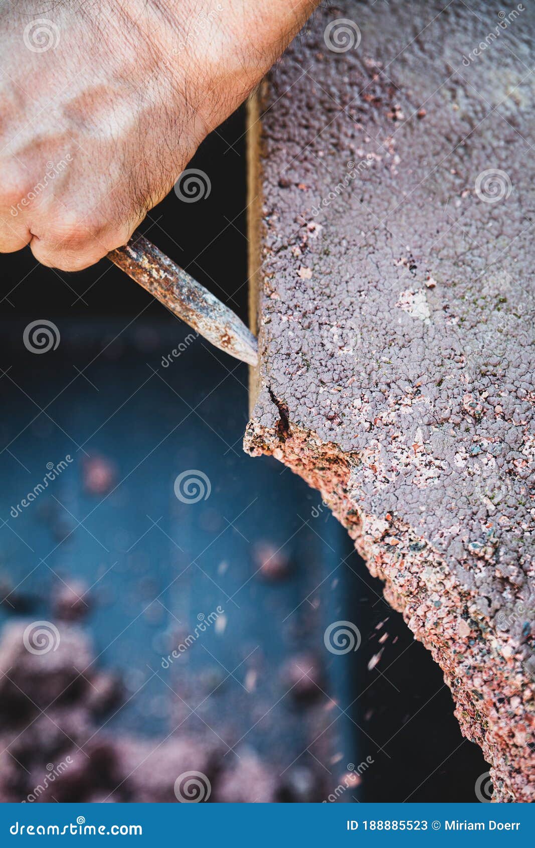 Close-up of a Man Cutting Stone with a Chisel Stock Image - Image of ...