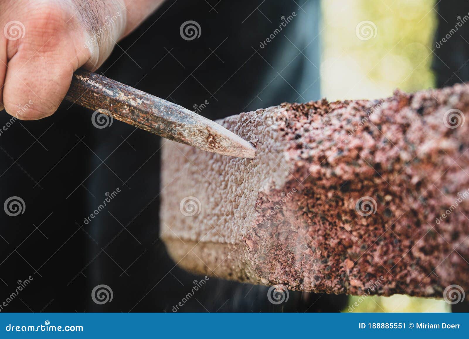 Close-up of a Man Cutting Stone with a Chisel Stock Image - Image of ...