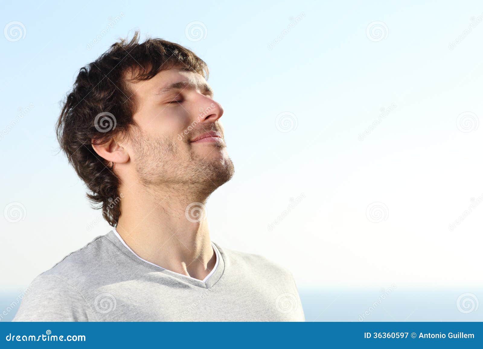 Close Up of a Man Doing Breath Exercises Outdoor Stock Image - Image of ...