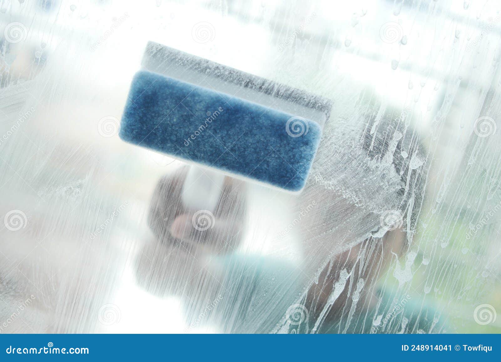 Close Up of Man Hand Cleaning Window Glass Stock Image - Image of ...