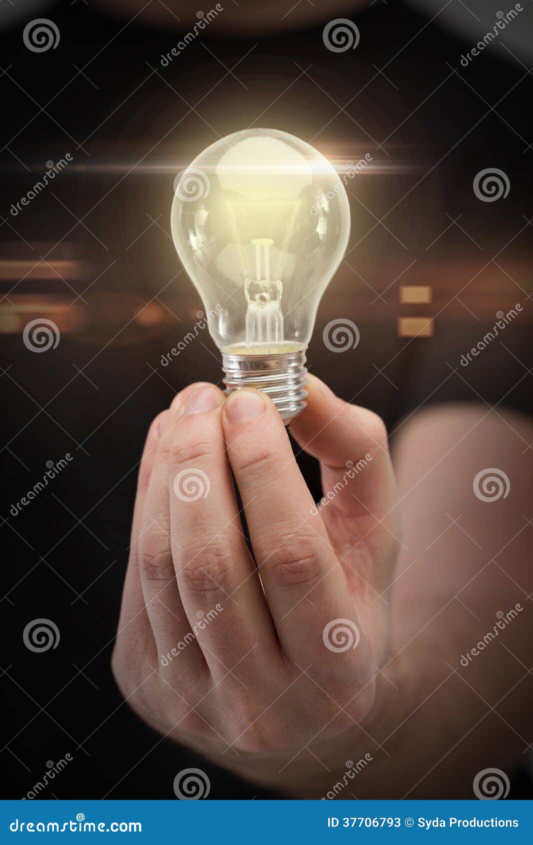 Close Up of Man Hand Holding Light Bulb Stock Image - Image of hold ...