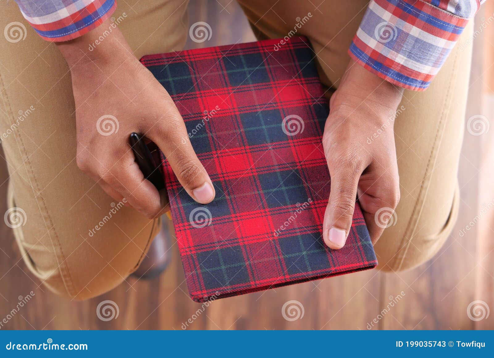 Close Up of Man Hand Holding Notepad. Stock Image - Image of learning ...