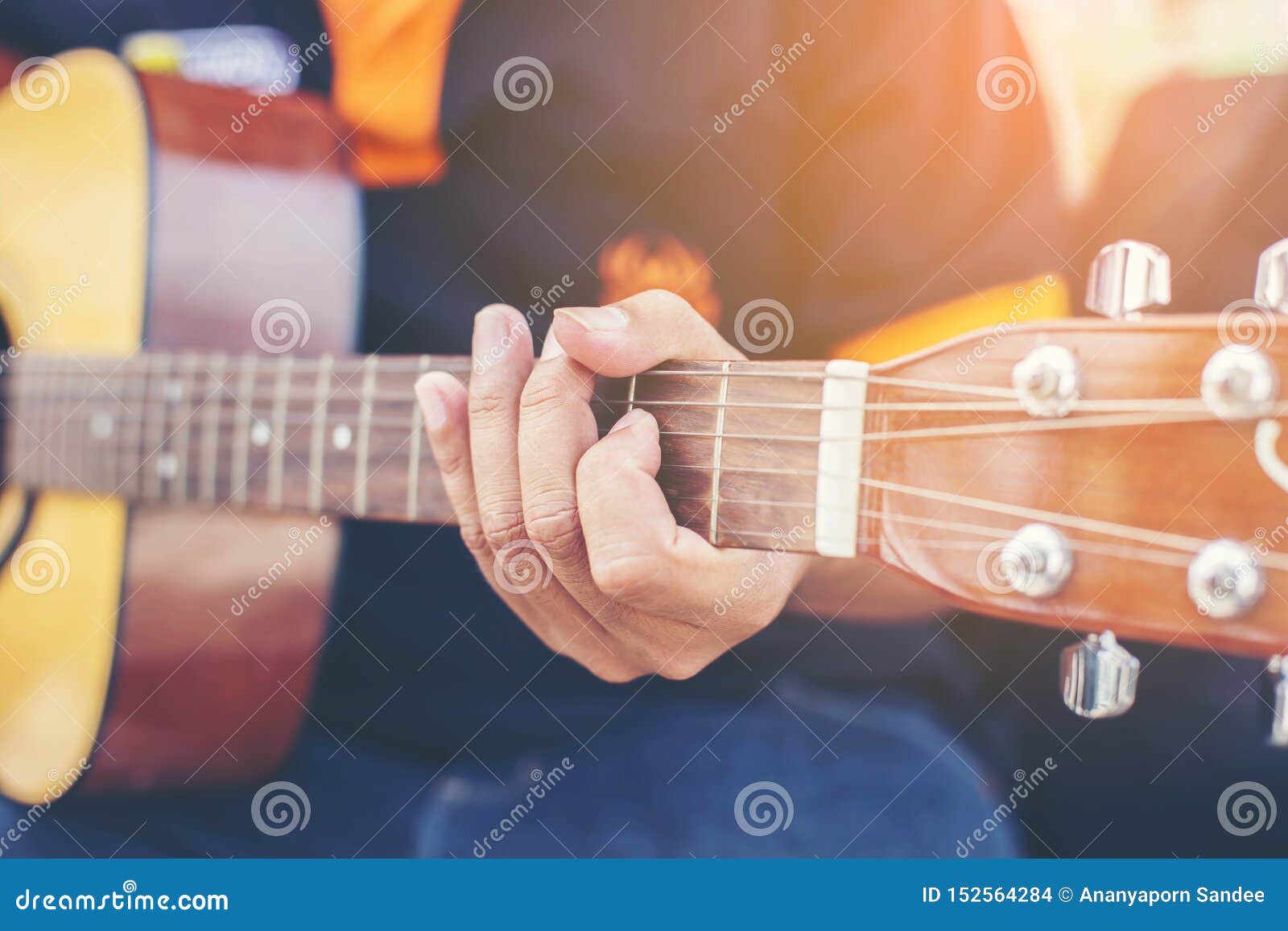 Close Up of Man Hand Playing Guitar Stock Photo - Image of hand, human ...