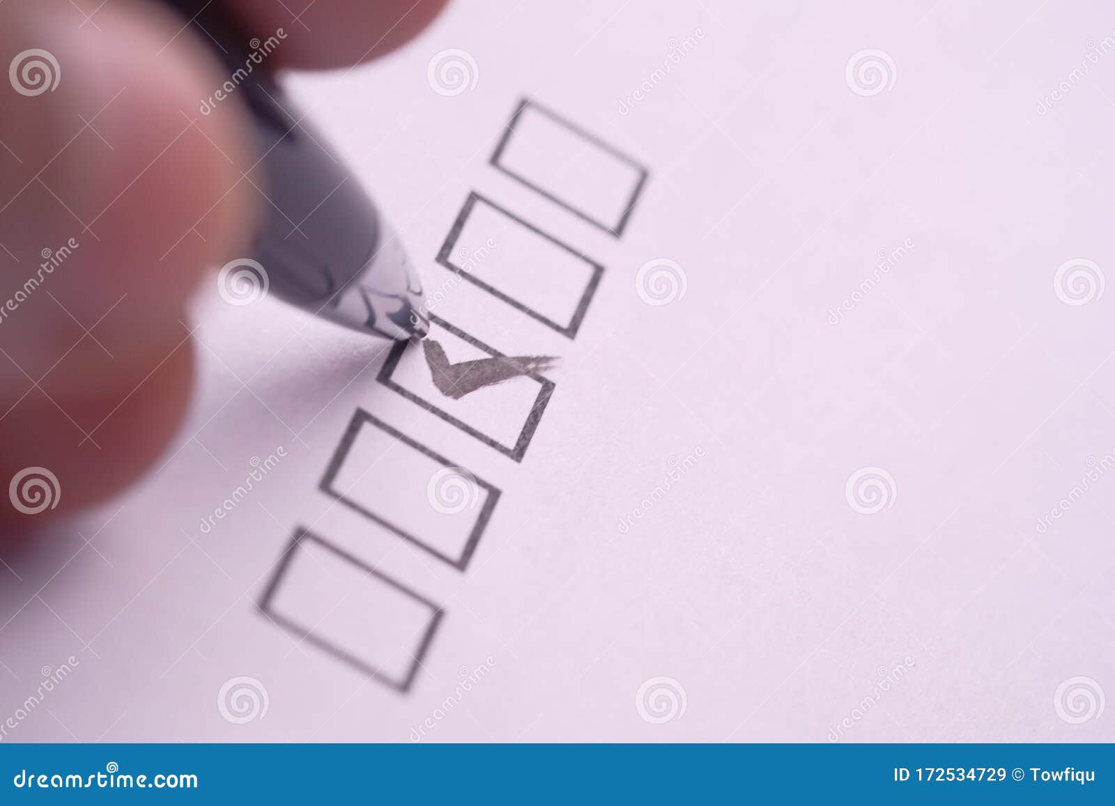Close Up of Man Hand Tick Mark on Box Stock Image - Image of report ...