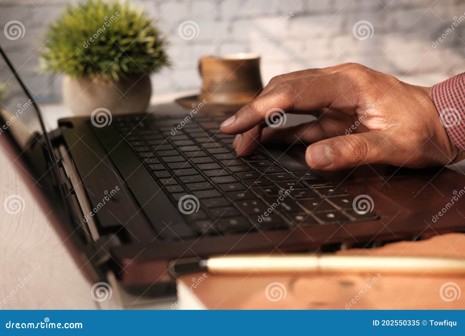 Close Up of Man Hand Typing on Laptop. Stock Image - Image of typing ...