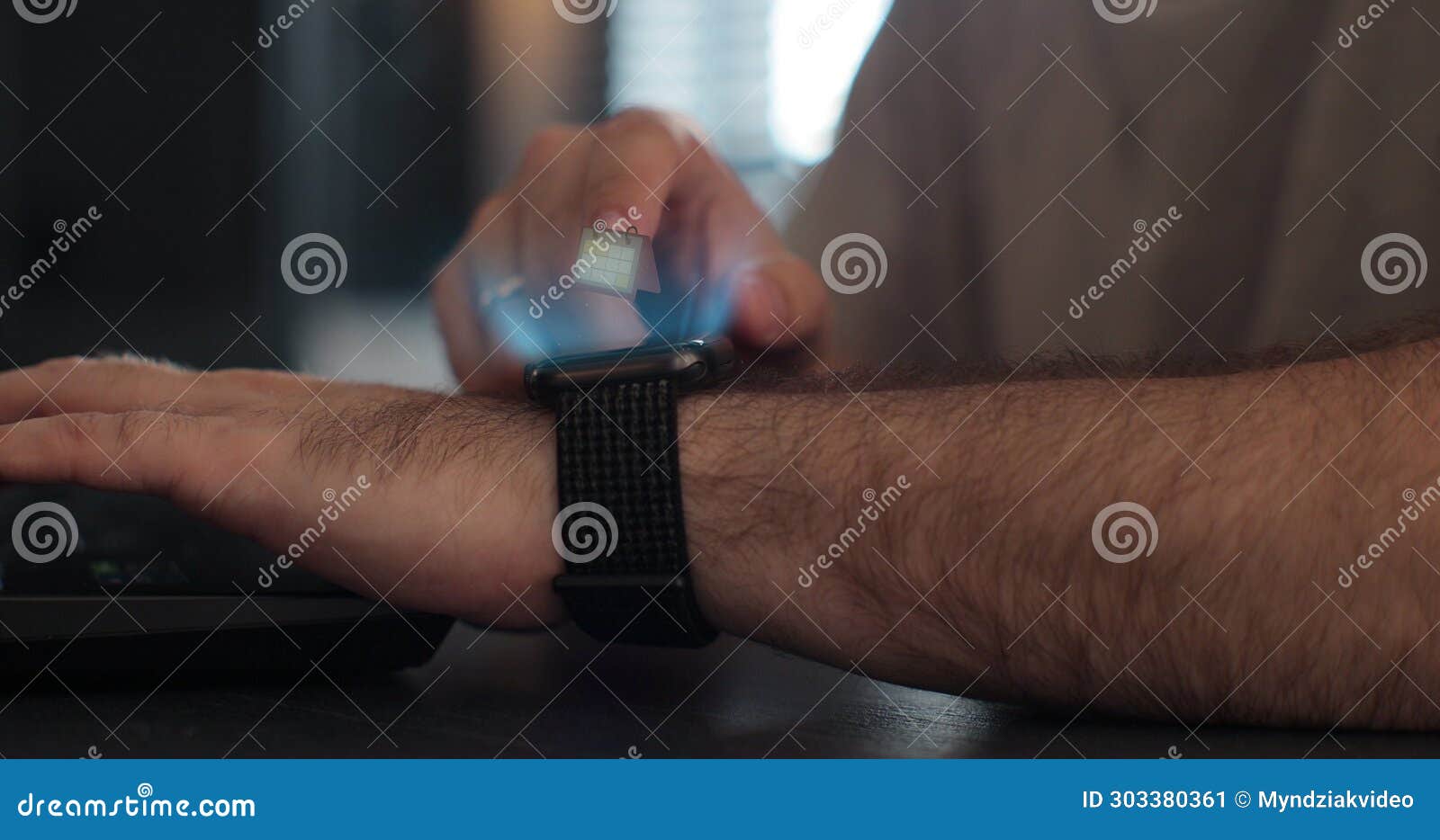 Close Up of Man Hands Checking 3d Rendering Incoming Notification on ...