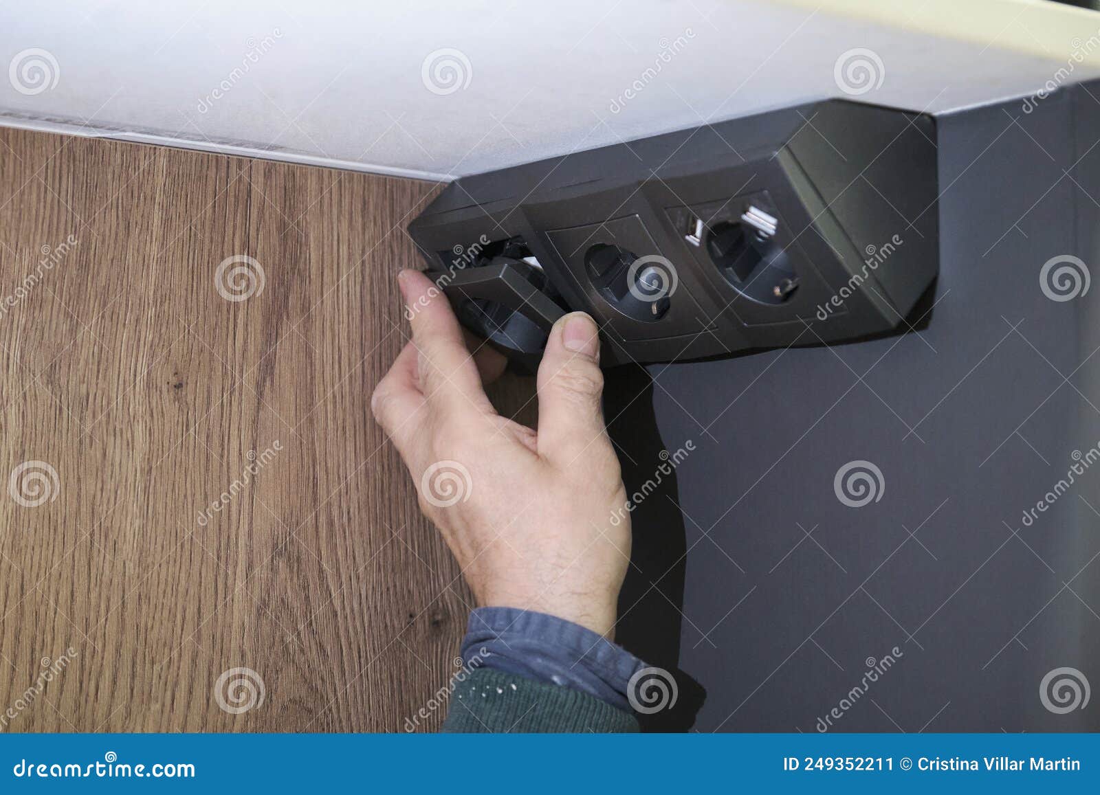 Close Up of a Man Installing Corner Socket. Stock Image - Image of ...