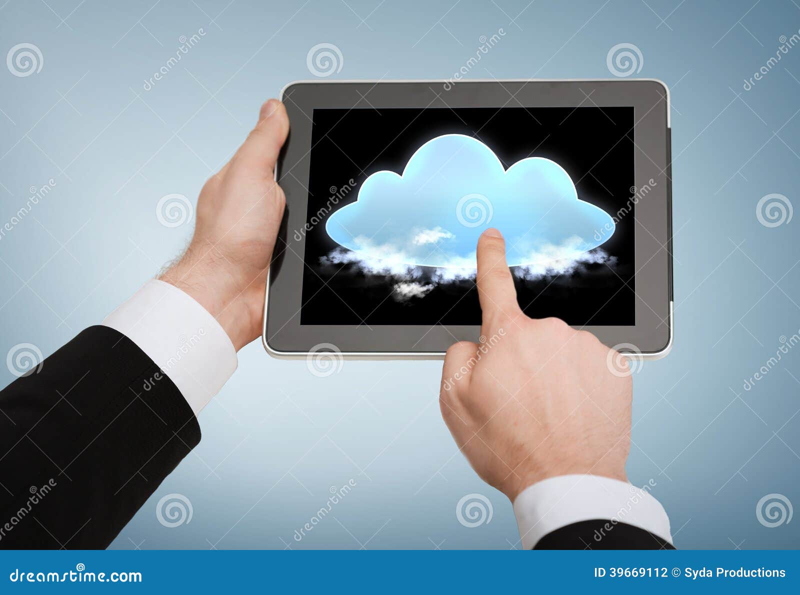 Close Up of Man Hands Touching Tablet Pc Stock Photo - Image of ...