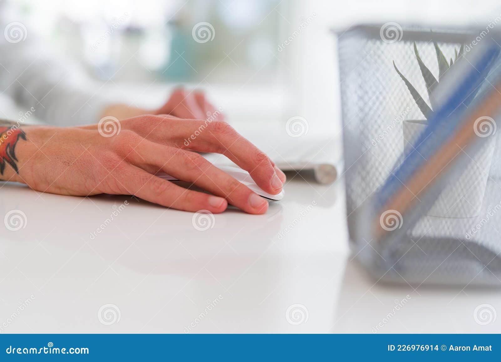 Close Up of Man Hands Using Computer Cursor Mouse Stock Photo - Image ...