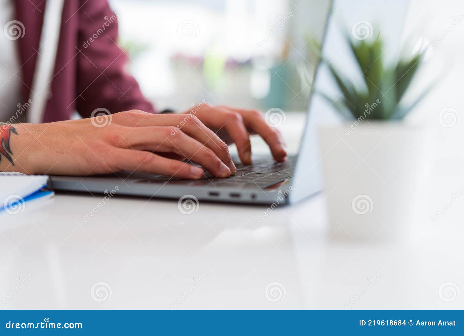 Close Up of Man Hands Using Keyboard of Computer Laptop while Working ...