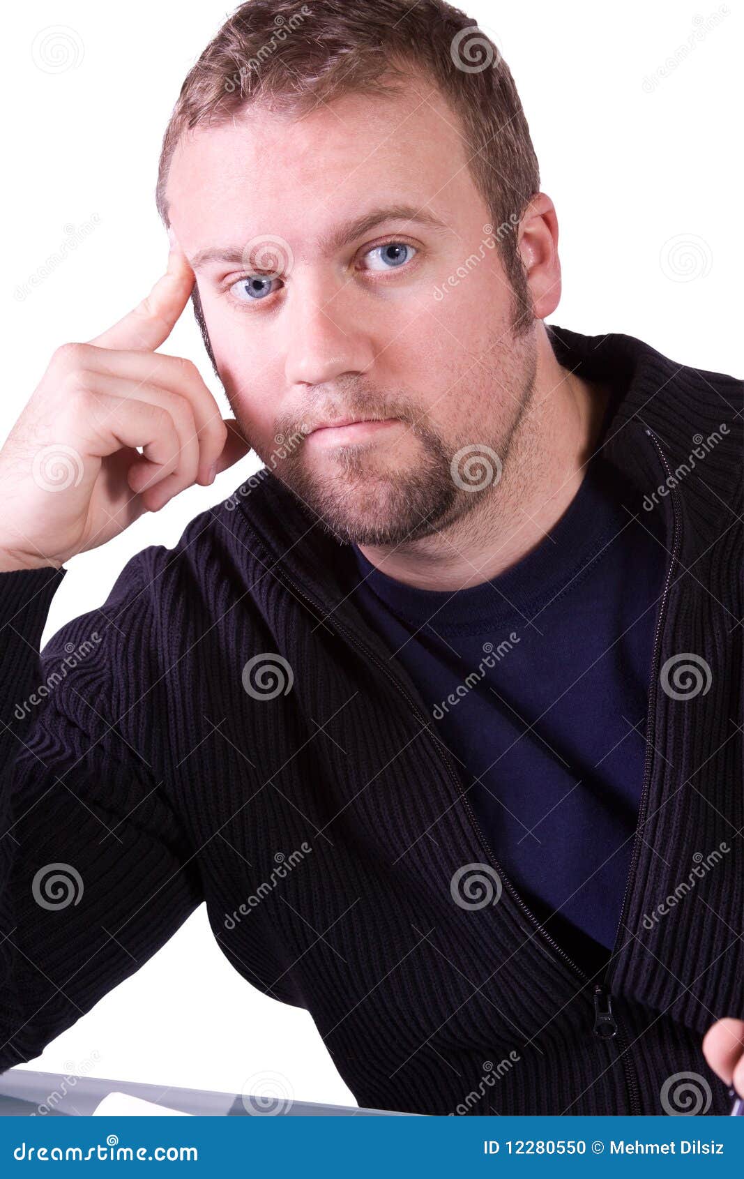 Close Up on a Man with His Hand on His Temple Stock Photo - Image of ...
