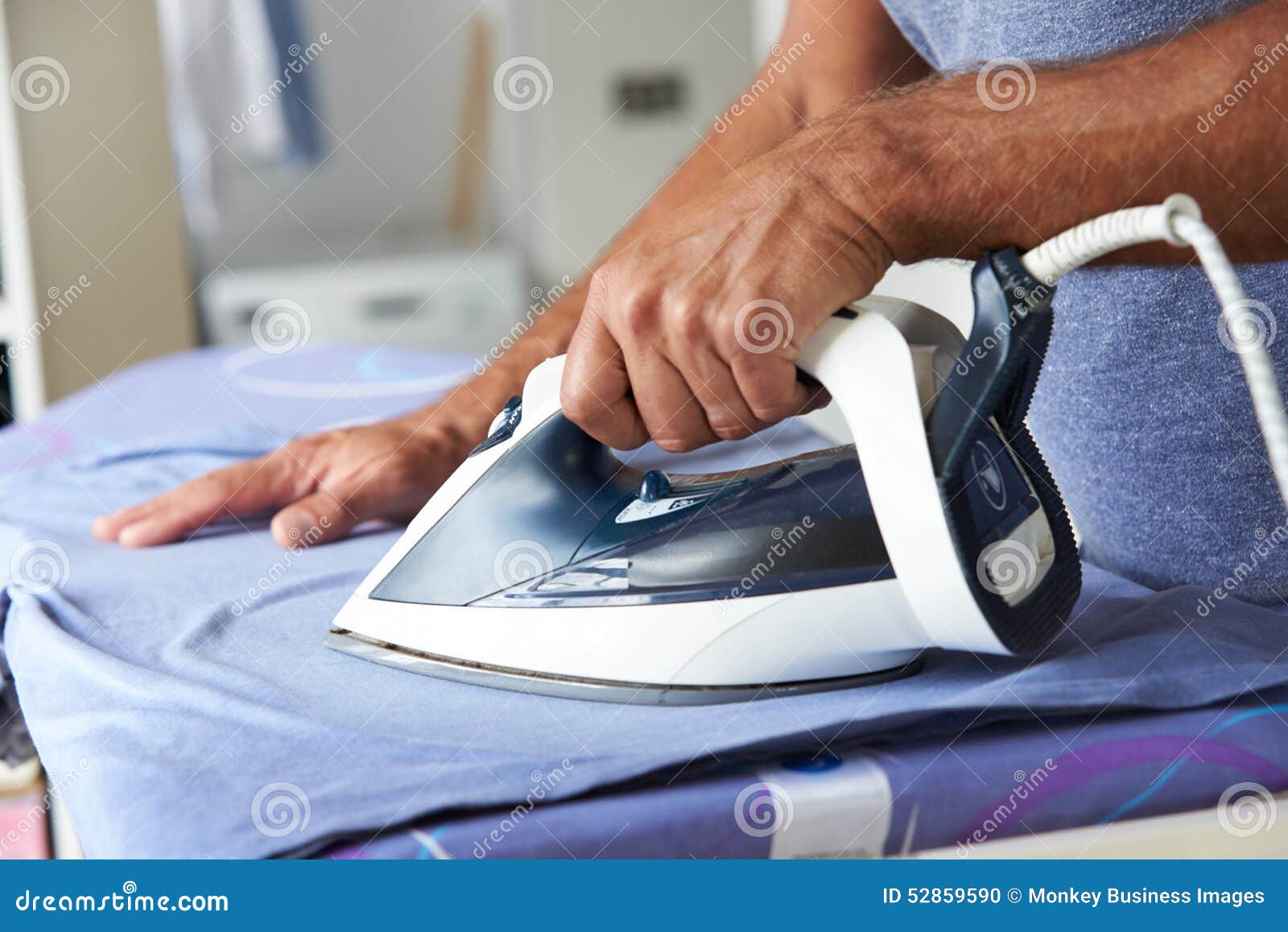 Close Up of Man Ironing Laundry Stock Photo - Image of electric, person ...