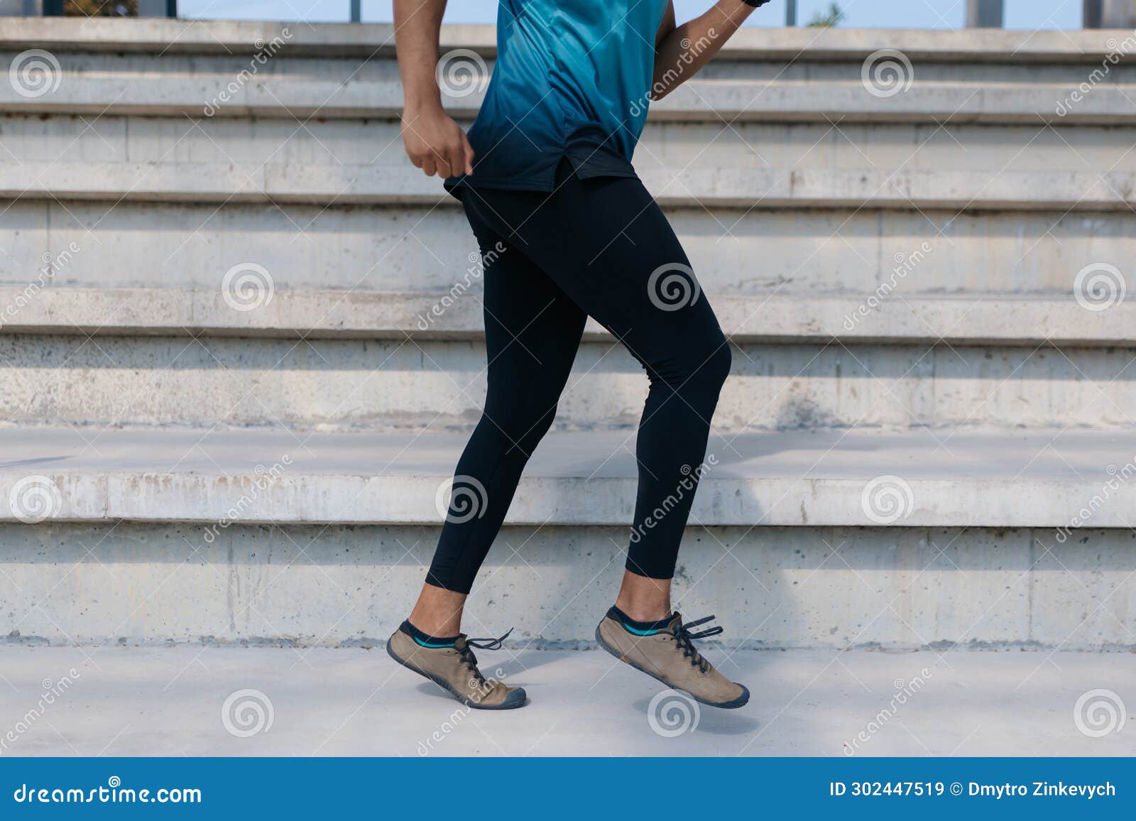 Close Up of a Man Jumping on the Stairs Stock Image - Image of strong ...