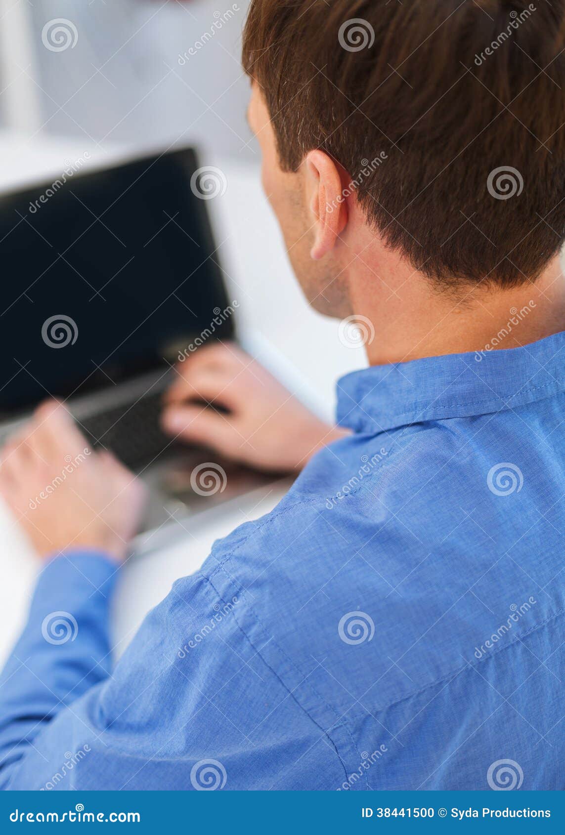 Close Up of Man with Laptop Computer Stock Photo - Image of blogging ...