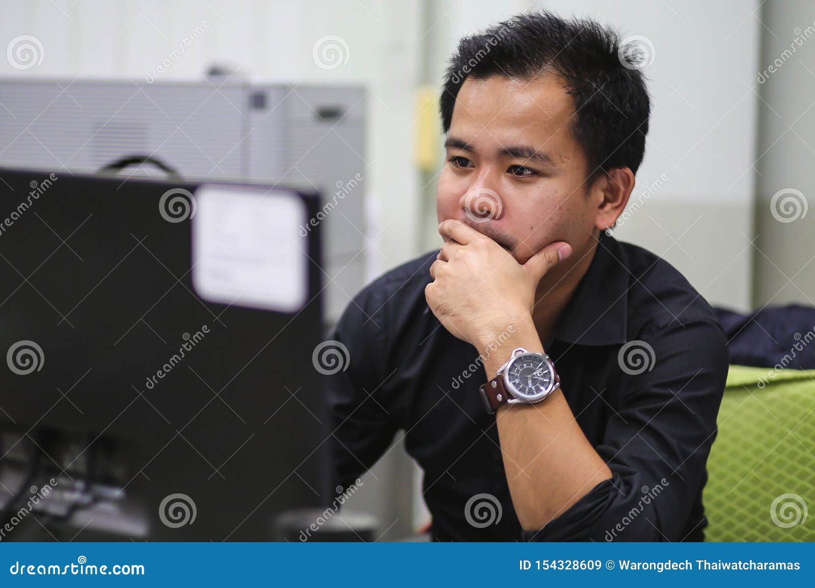 Close Up Man in Office Working Hard Stock Image - Image of hard ...