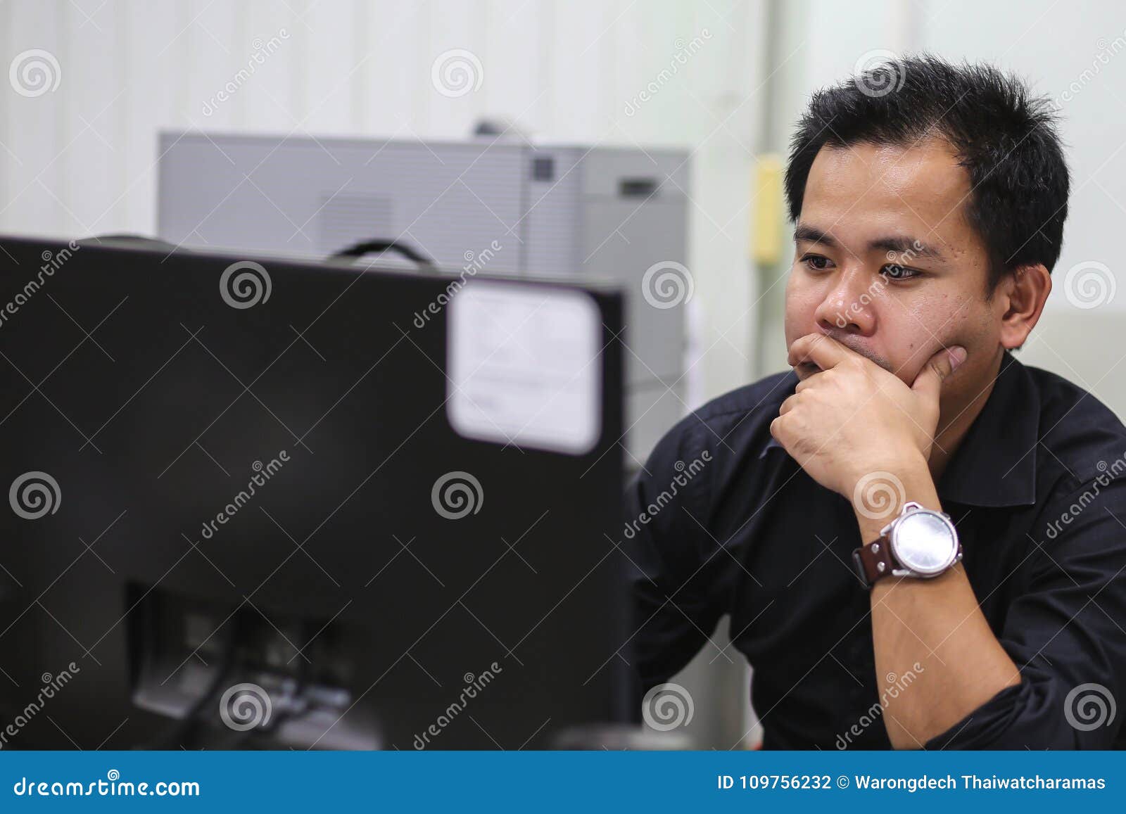 Close Up Man in Office Working Hard Stock Photo - Image of people ...