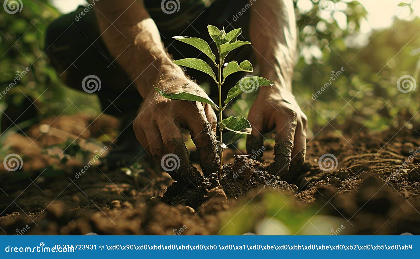 Close-up of a Man Planting a Tree in the Garden Stock Image - Image of ...