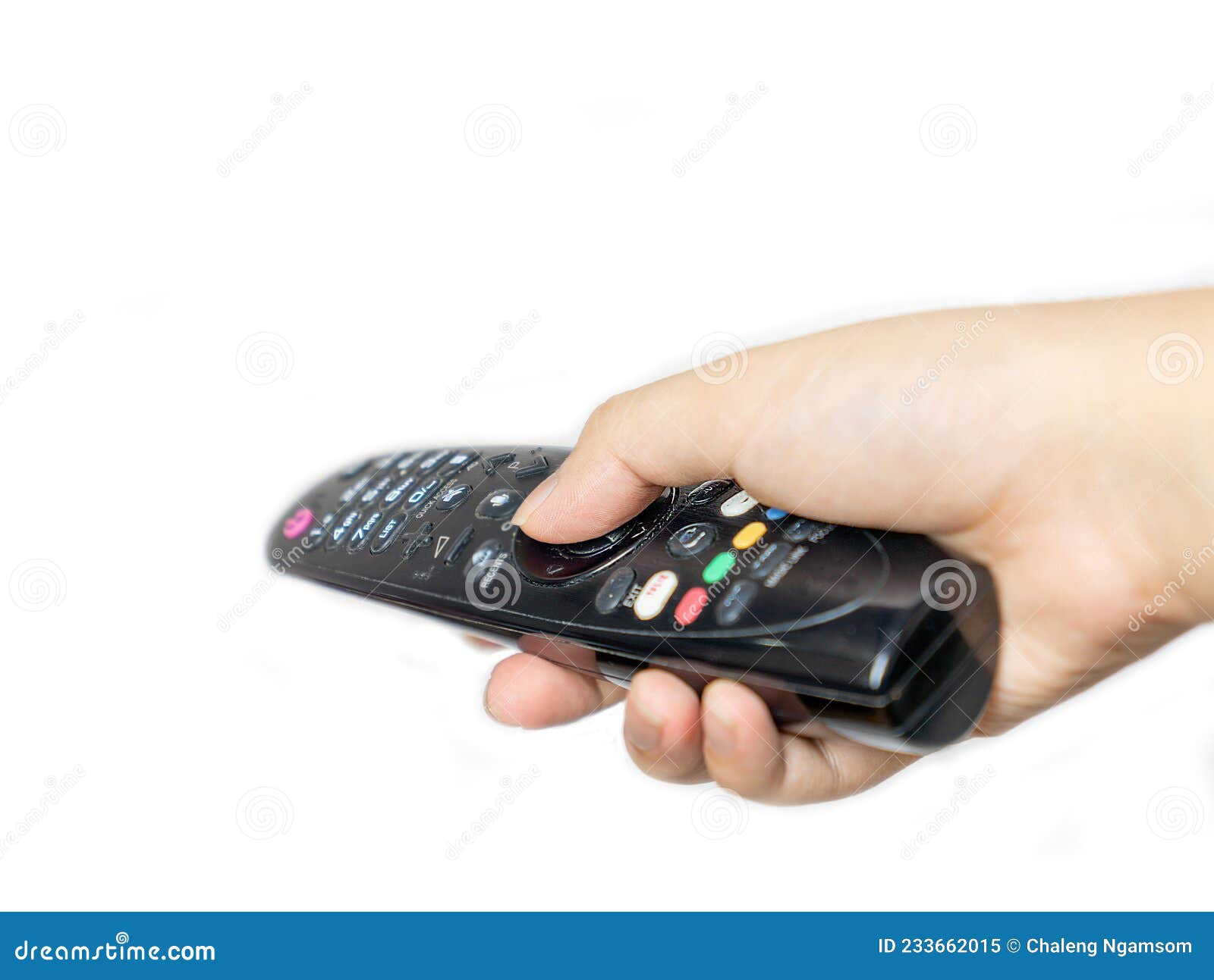 The Man Press Button on Television Remote Control Stock Image - Image ...
