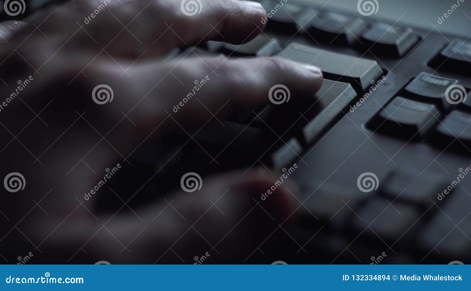 Close-up Man Presses Keyboard Key. Man Presses Button Enter Computer ...