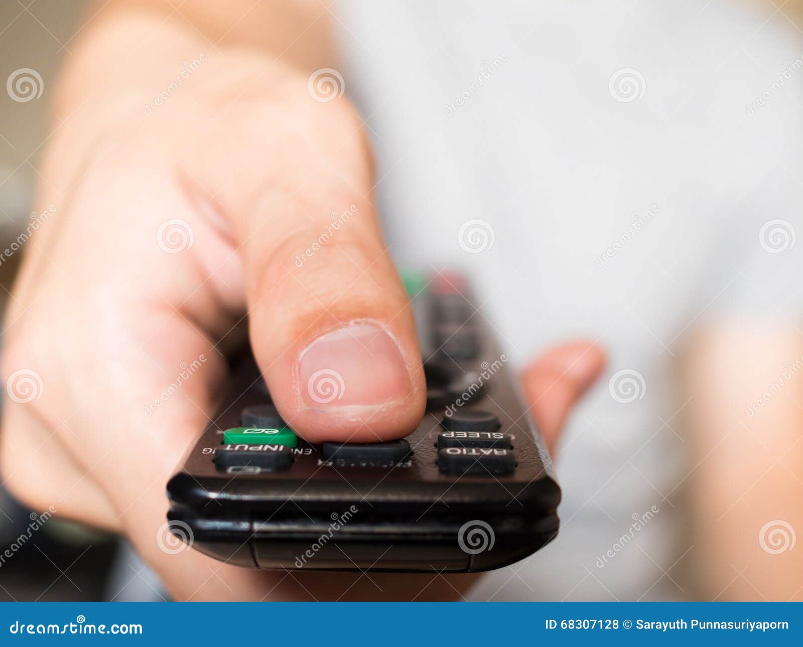Close Up of Man Pressing a Button on Remote Control (shallow Depth of ...