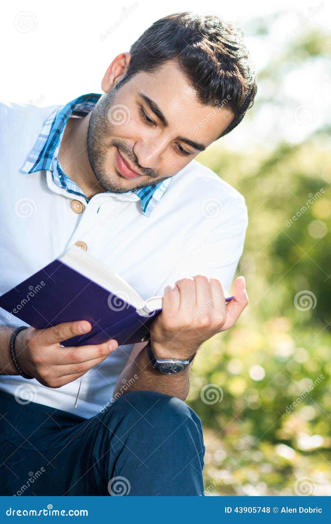 Close up man reading book stock photo. Image of careless - 43905748