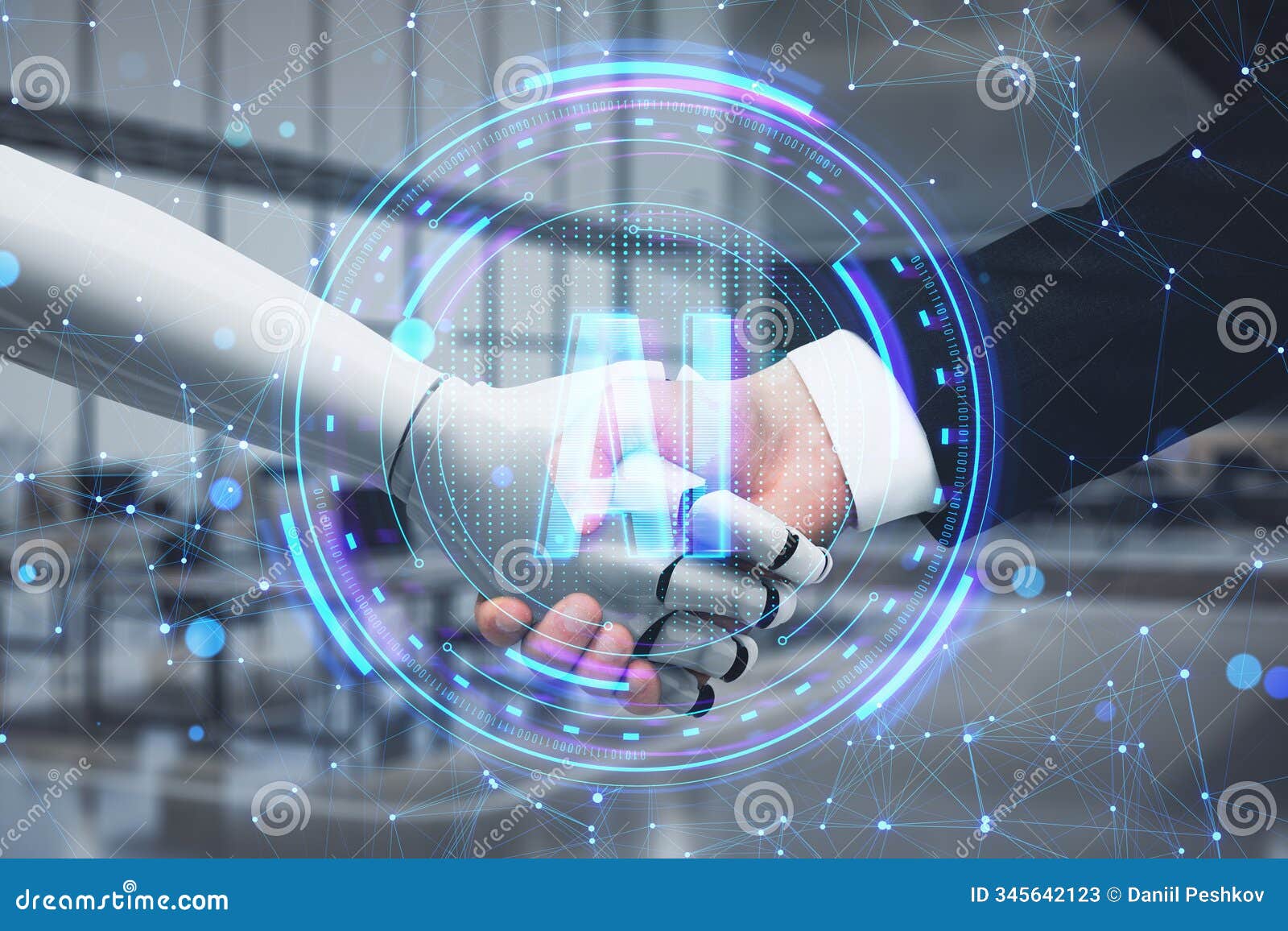 AI Robot Handshake With Human For Join On Teamwork Stock Photo ...